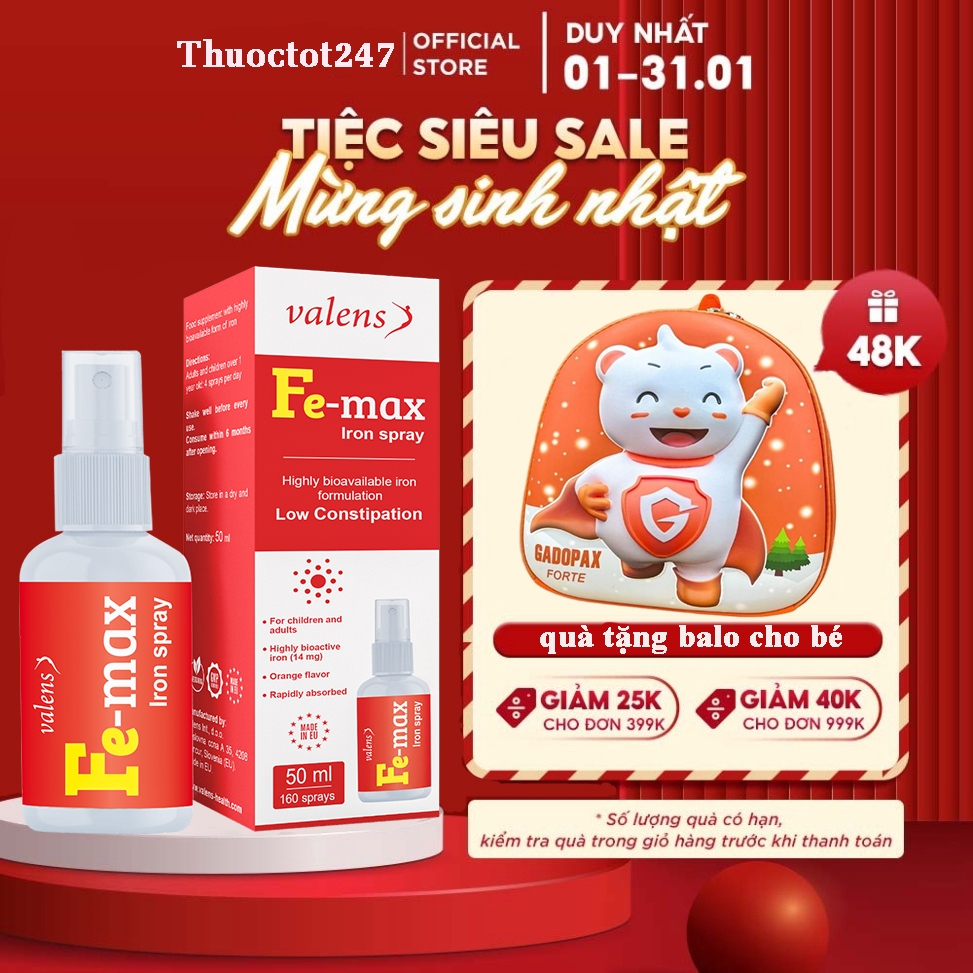 ( Hàng nhập khẩu)Sắt xịt Fe-Max Iron Spray / Femax phòng ngừa thiếu máu ...