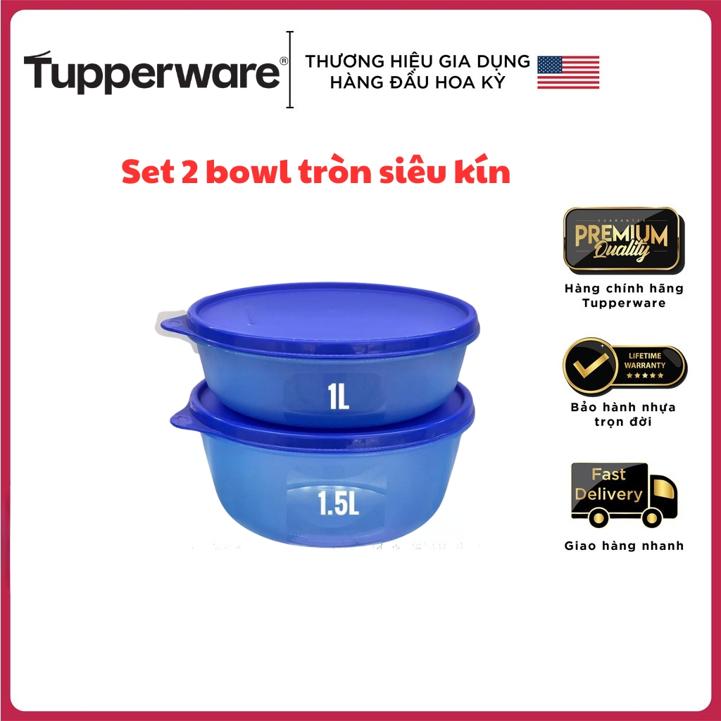Bộ bowl tròn 1L + 1.5L Tupperware chính hãng | Shopee Việt Nam