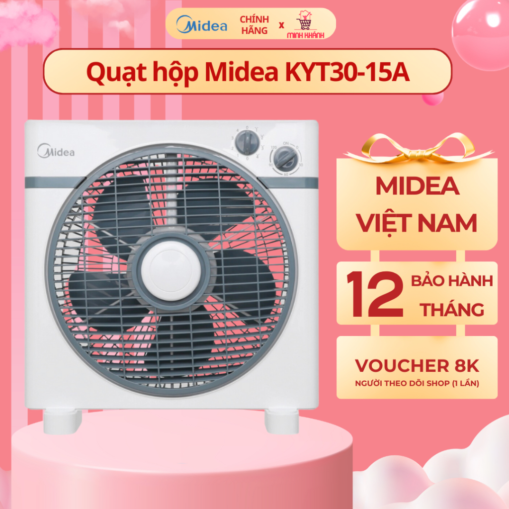 Quạt hộp Midea KYT30-15A - Gọn gàng, hẹn giờ tiện lợi, cho ra làn gió mạnh, êm ái, động cơ bền ...