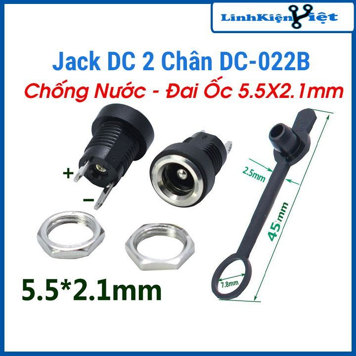 Jack dc 2 chân DC-220V chống nước với đai ốc 5.5x2.1mm cao cấp | Shopee Việt Nam