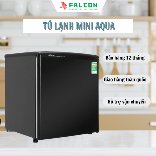 Tủ lạnh mini AQUA AQR-D59FA(BS) 50 lít, tủ lạnh 1 cánh 70W có ngăn đá ...