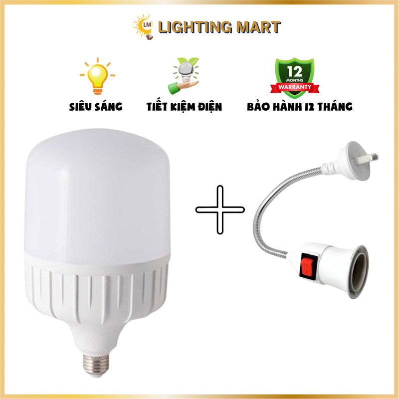 Đèn Led búp 20w 30w 40w siêu sáng tiết kiệm điện + 1 đuôi đèn E27, đèn Led cao cấp BH 12 tháng ...