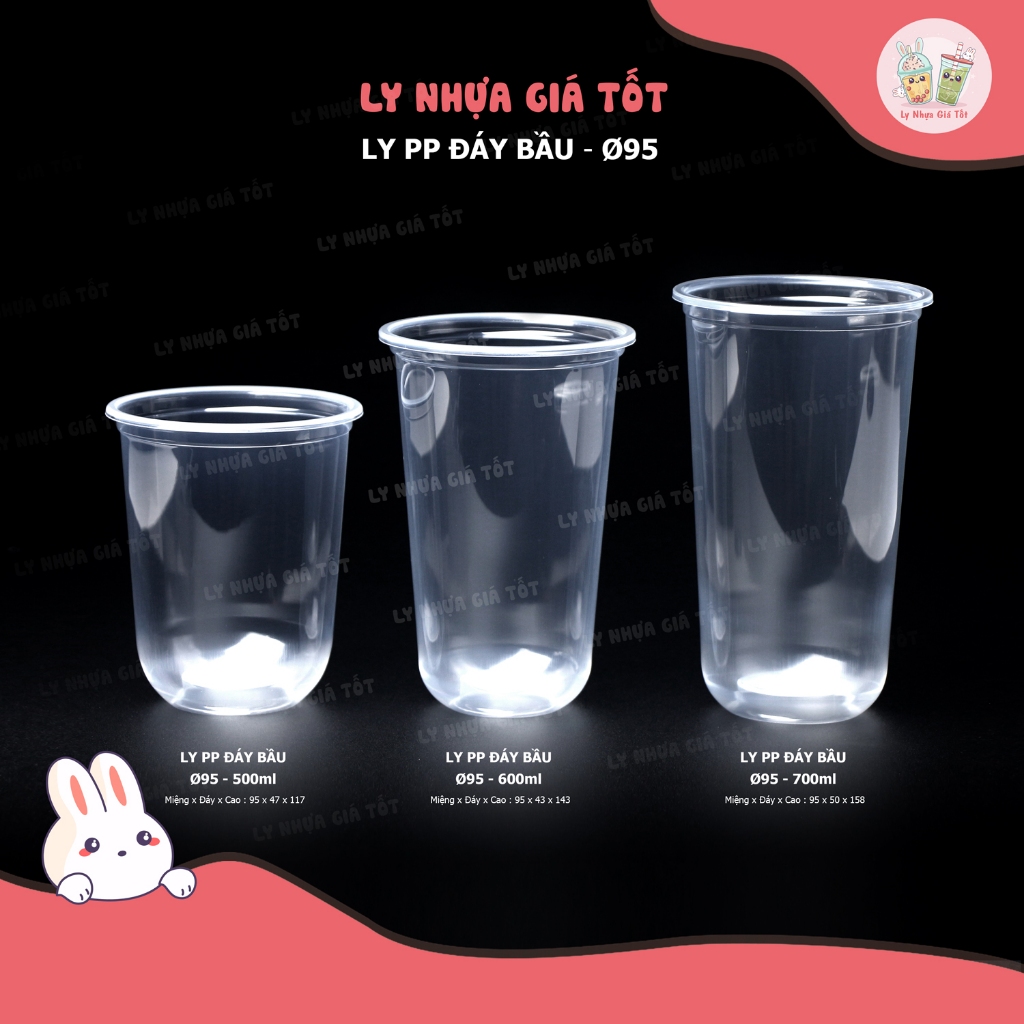 50 Ly Nhựa UKP PP 95 Đáy Bầu, Loại Dày, Dung Tích 500ml/600ml/700ml. Nắp tùy chọn. | Shopee Việt Nam