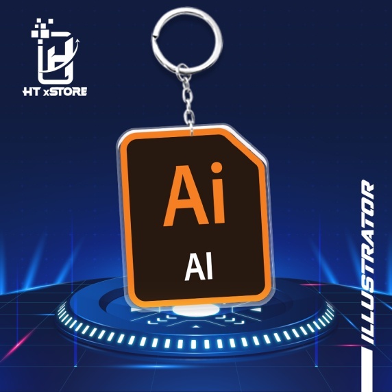 Móc khóa Mica logo Adobe Photoshop, Illustrator, Indesign, After ...