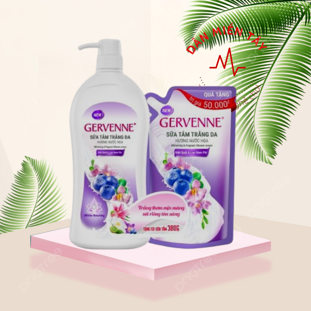 [Kèm Túi Xanh 450g] Sữa tắm trắng da hương nước hoa Gervenne Việt Quất ...