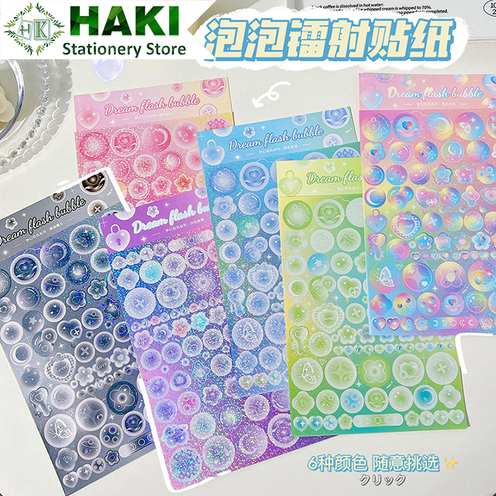 Sticker cute trong suốt chống thấm nước HAKI, hình dán sticker trái tim ...