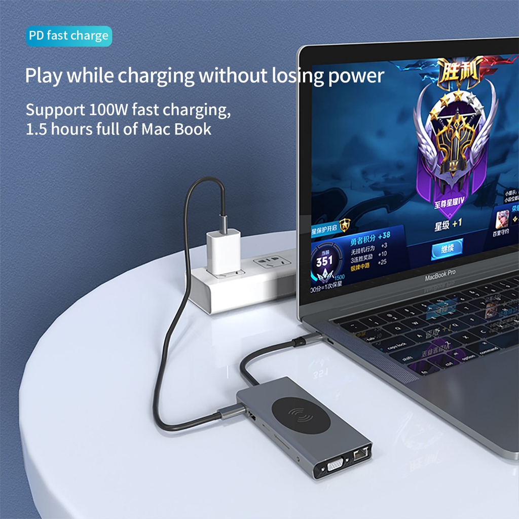 Hub Type-C 13in1 tích hợp Sạc Không Dây Sạc nhanh PD 100W cho MacBook ...
