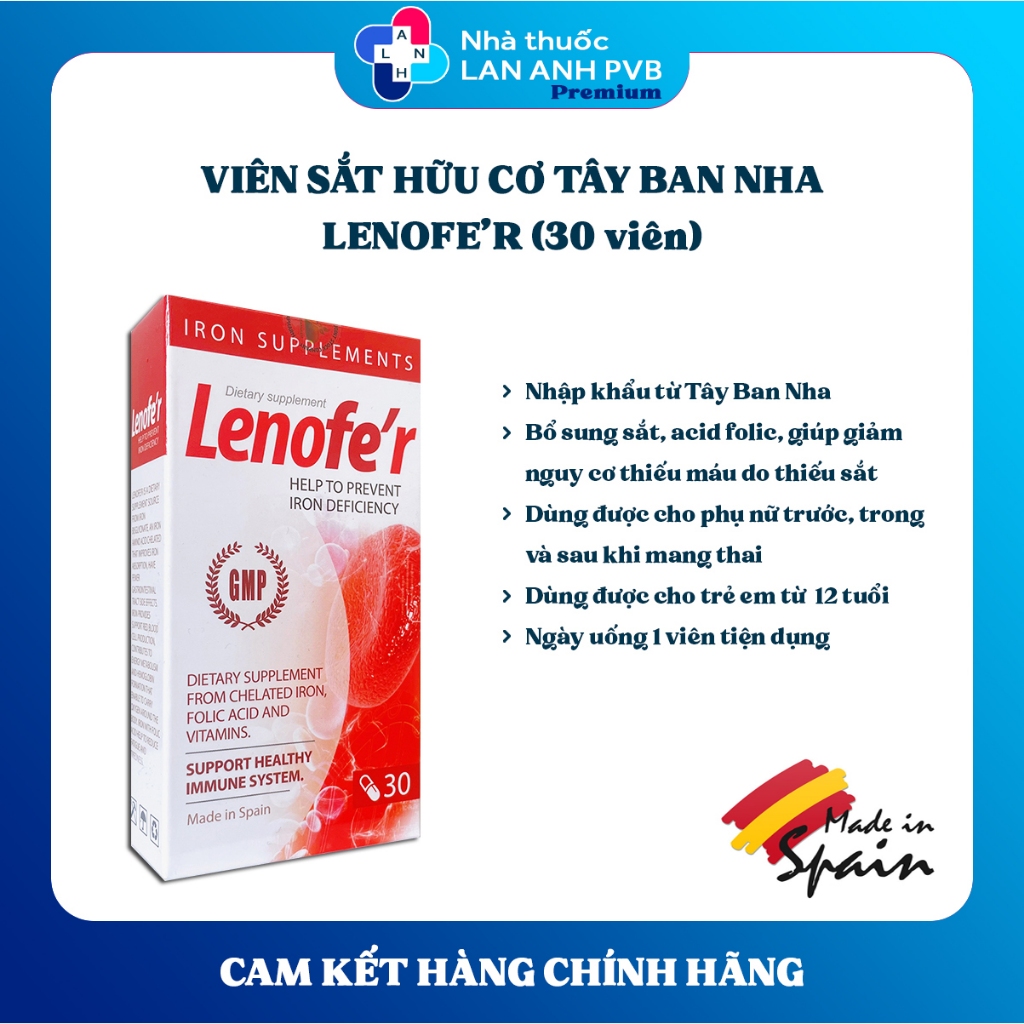 Viên uống LENOFE'R (30 viên) - Bổ sung sắt hữu cơ, dùng tốt cho phụ nữ ...