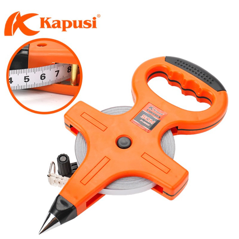 Thước cuộn thép tay quay 50m Kapusi Japan, thước cuốn thép cắm đất ...
