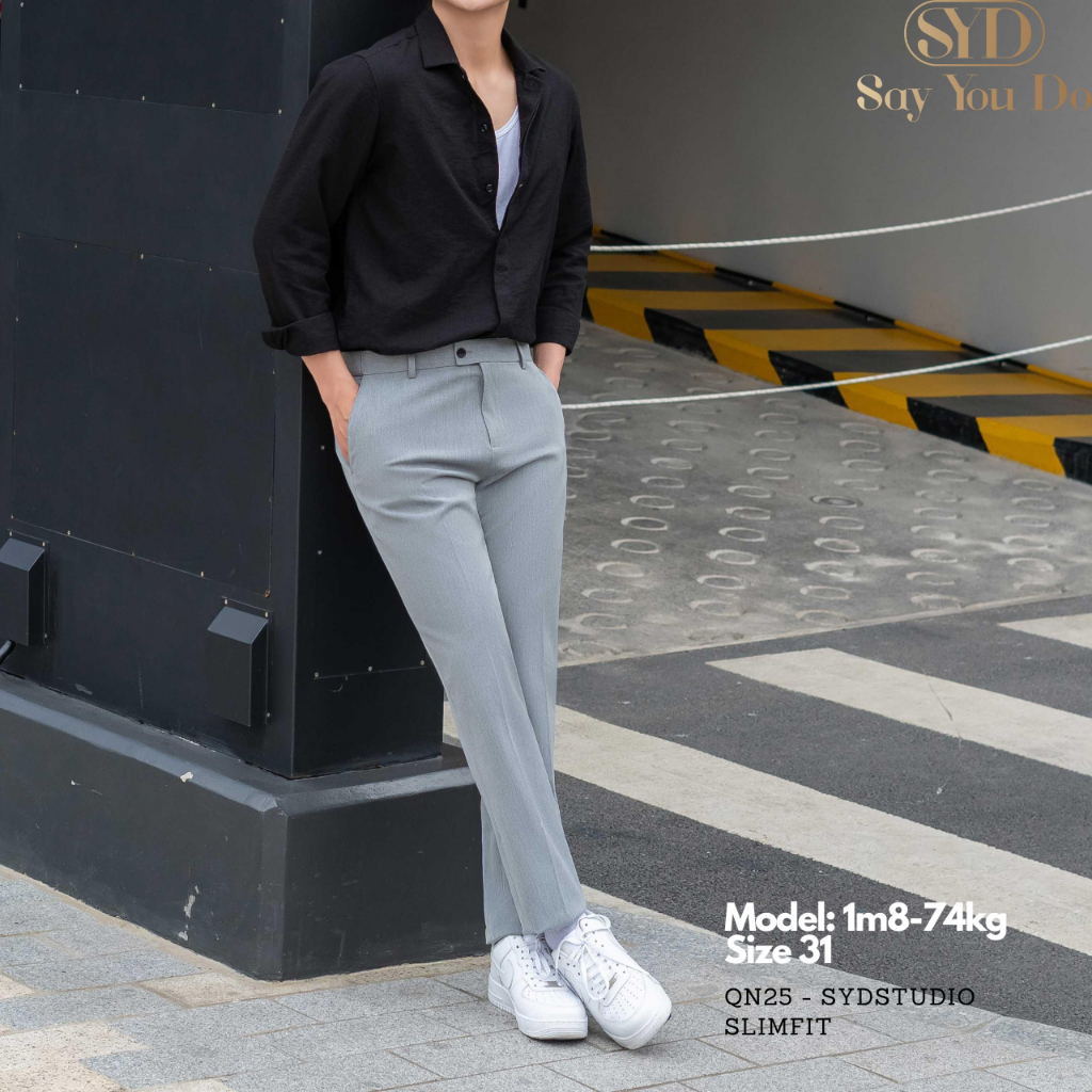 Quần âu nam form Slim Fit vải dày đẹp cạp quần chun ẩn chuẩn phom trẻ ...