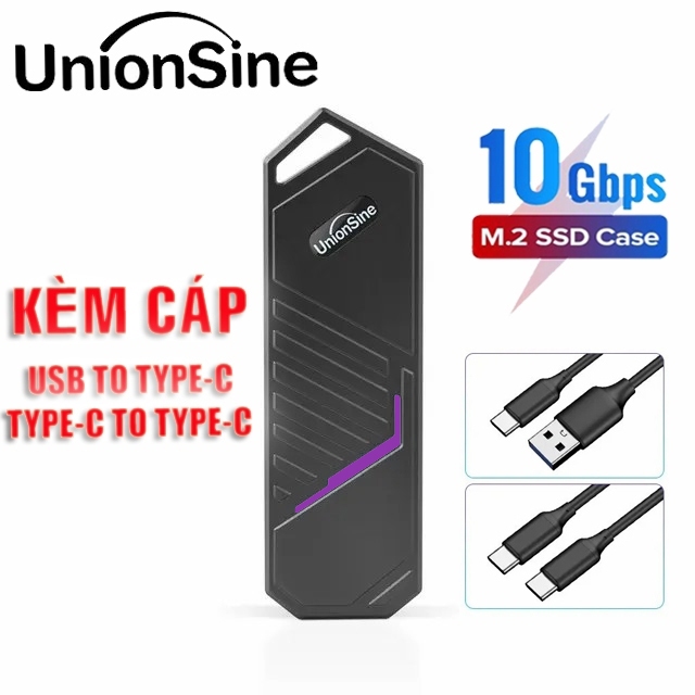 Box SSD M2.NVMe Unionsine 10Gbps USB 3.2 Gen2 - 2 Cáp TypeC-TypeC/USB ...