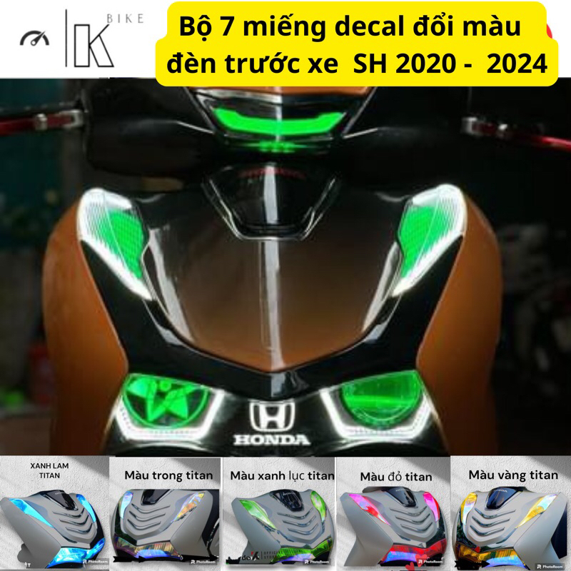 Miếng dán Decal đổi màu CỤM ĐÈN TRƯỚC ( bộ 7 miếng dán) đèn xe SH 2020 ...