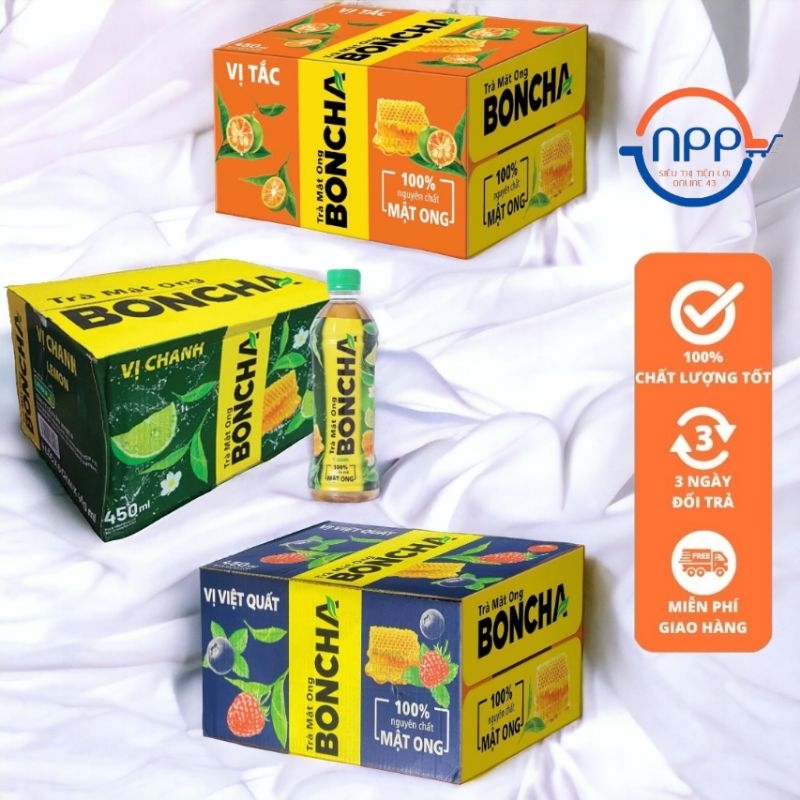 [1 Thùng] Trà Mật Ong BonCha Chai 450ml (Mix vị theo yêu cầu) | Shopee ...