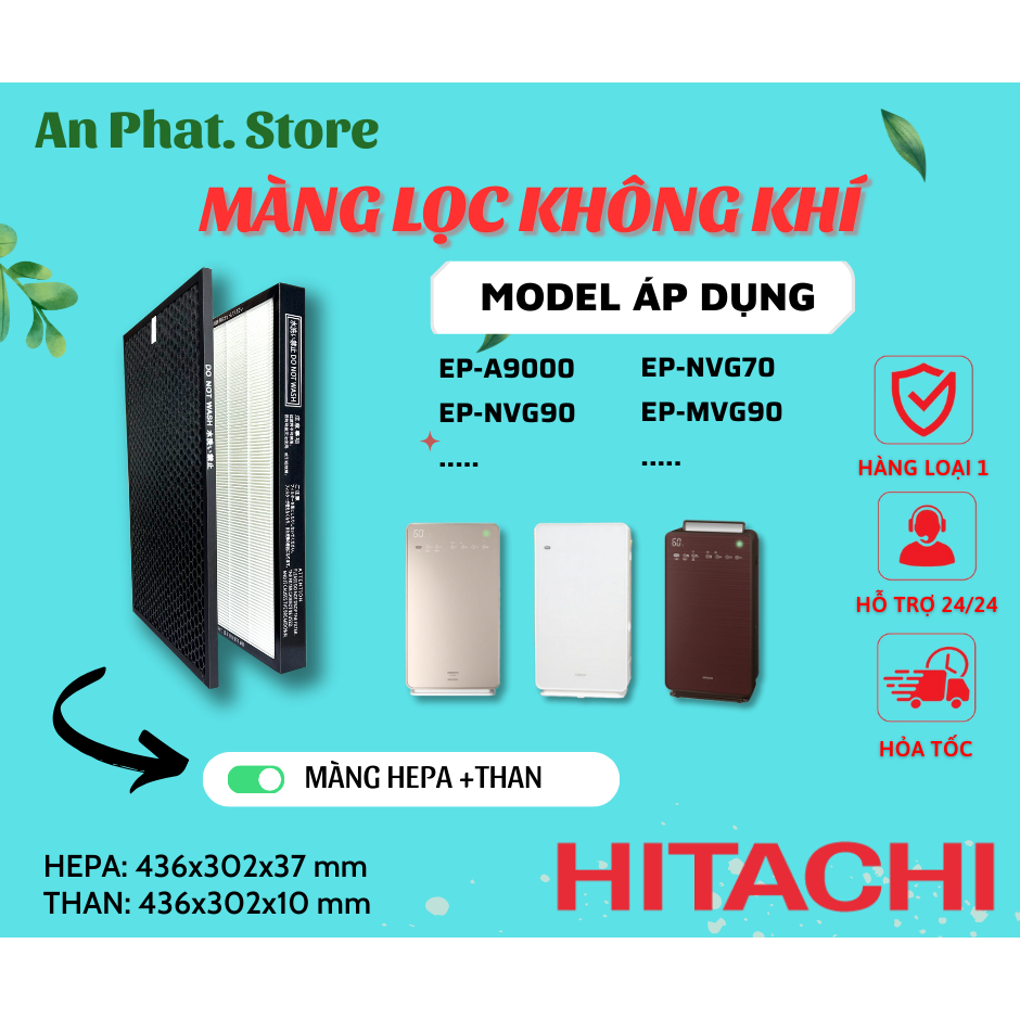 Màng lọc không khí Hitachi: EP-A9000, NVG90, NVG70, MVG90, NVG50E5,... màng lọc Hepa, màng lọc ...