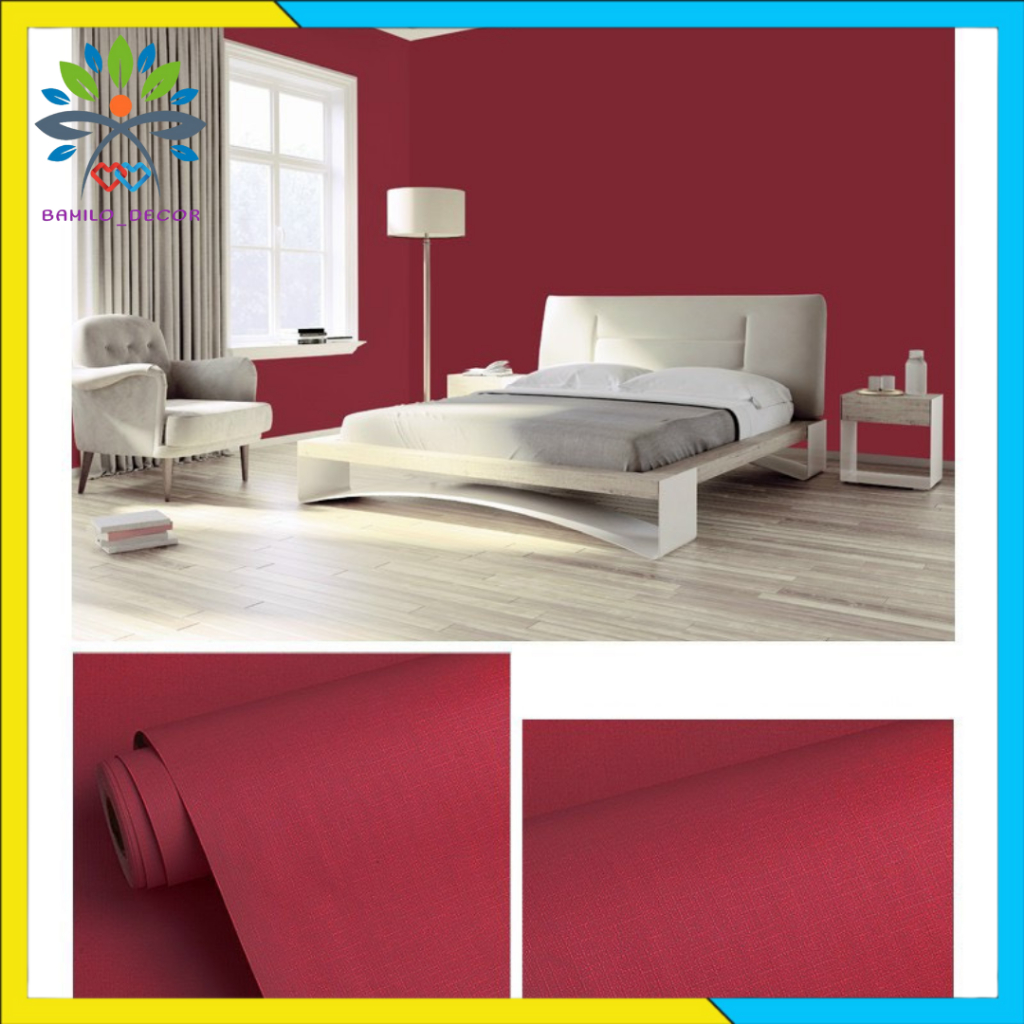 Decal dán tường màu đỏ đô, kích thước 0.45m x 10m mỗi cuộn có sẵn keo ...