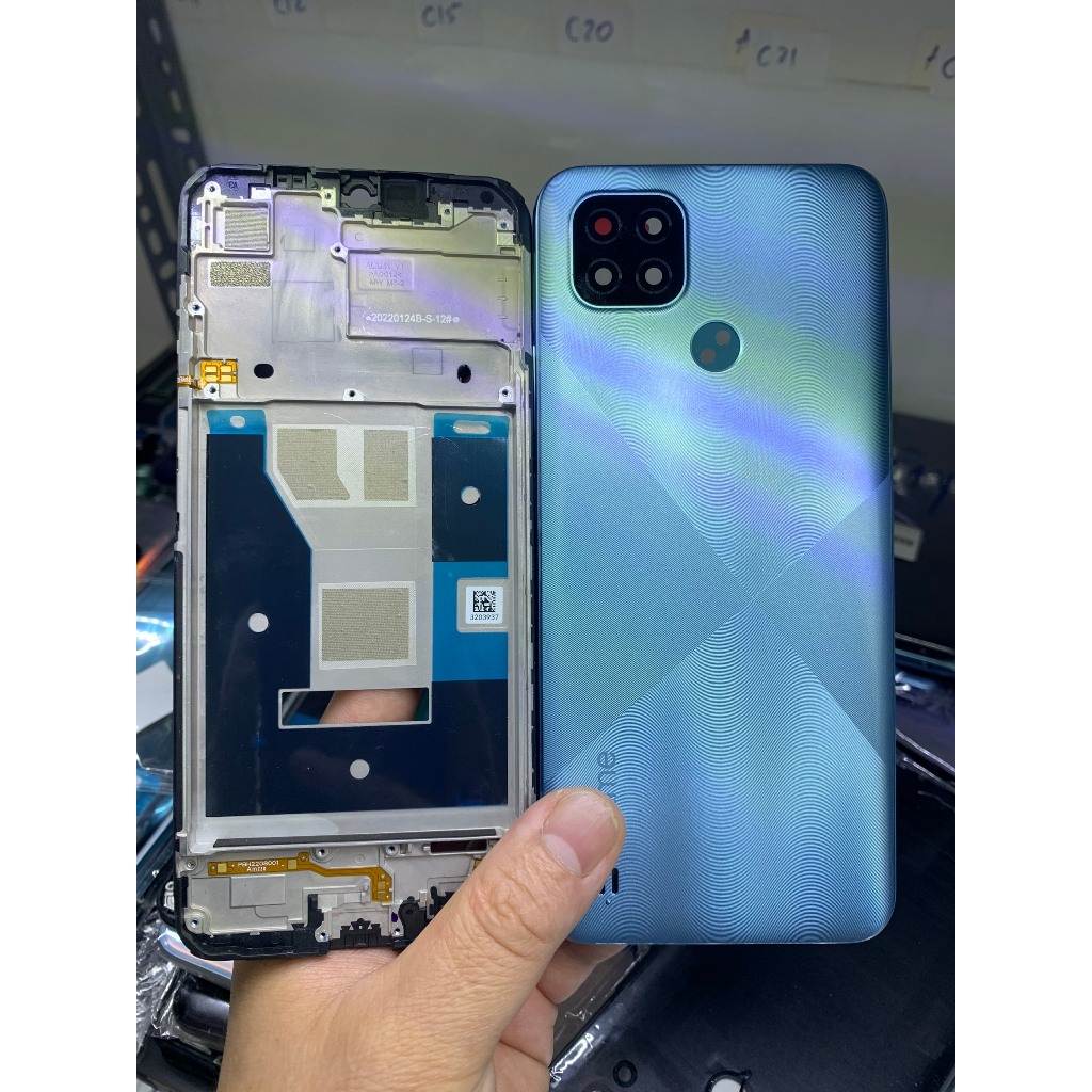 Bộ xương vỏ Realme C21 Full bộ, hàng zin ( gồm lưng, sườn, phím, kính ...