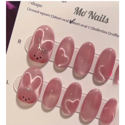(Tặng hộp,keo MxBon) Nail Box thiết kế mắt mèo gấu và trái tim hồng ...