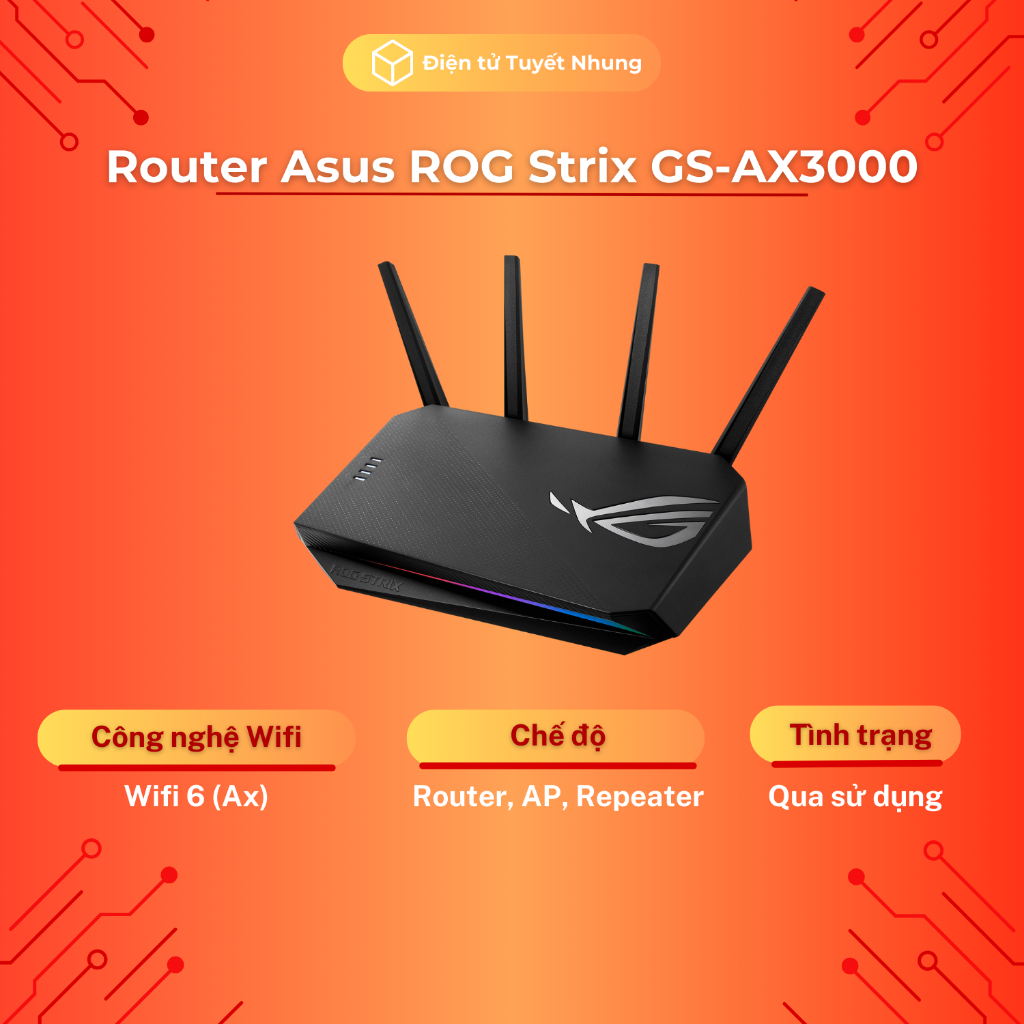 Router Asus ROG Strix GS-AX3000, Qua Sử Dụng, Có Mesh, 2 Băng Tần ...