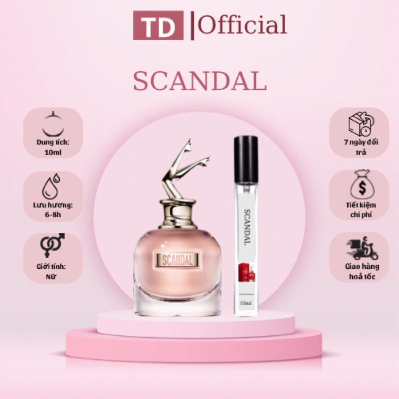 Nước hoa nữ Scandal hương thơm trẻ trung, tươi mát lại đầy gợi cảm chiết 10ml - TD Official ...