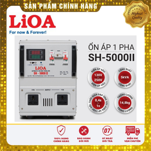 [CHÍNH HÃNG LIOA BẢO HÀNH 3 NĂM]Ổn Áp Lioa 1 Pha 5KVA (4000W) Dải Điện 150V - 250V...90V - 250V ...