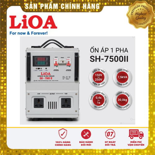 [CHÍNH HÃNG LIOA BẢO HÀNH 3 NĂM]Ổn Áp Lioa 1 Pha 7.5KVA (6000W) Dải Điện 150V - 250V...90V ...