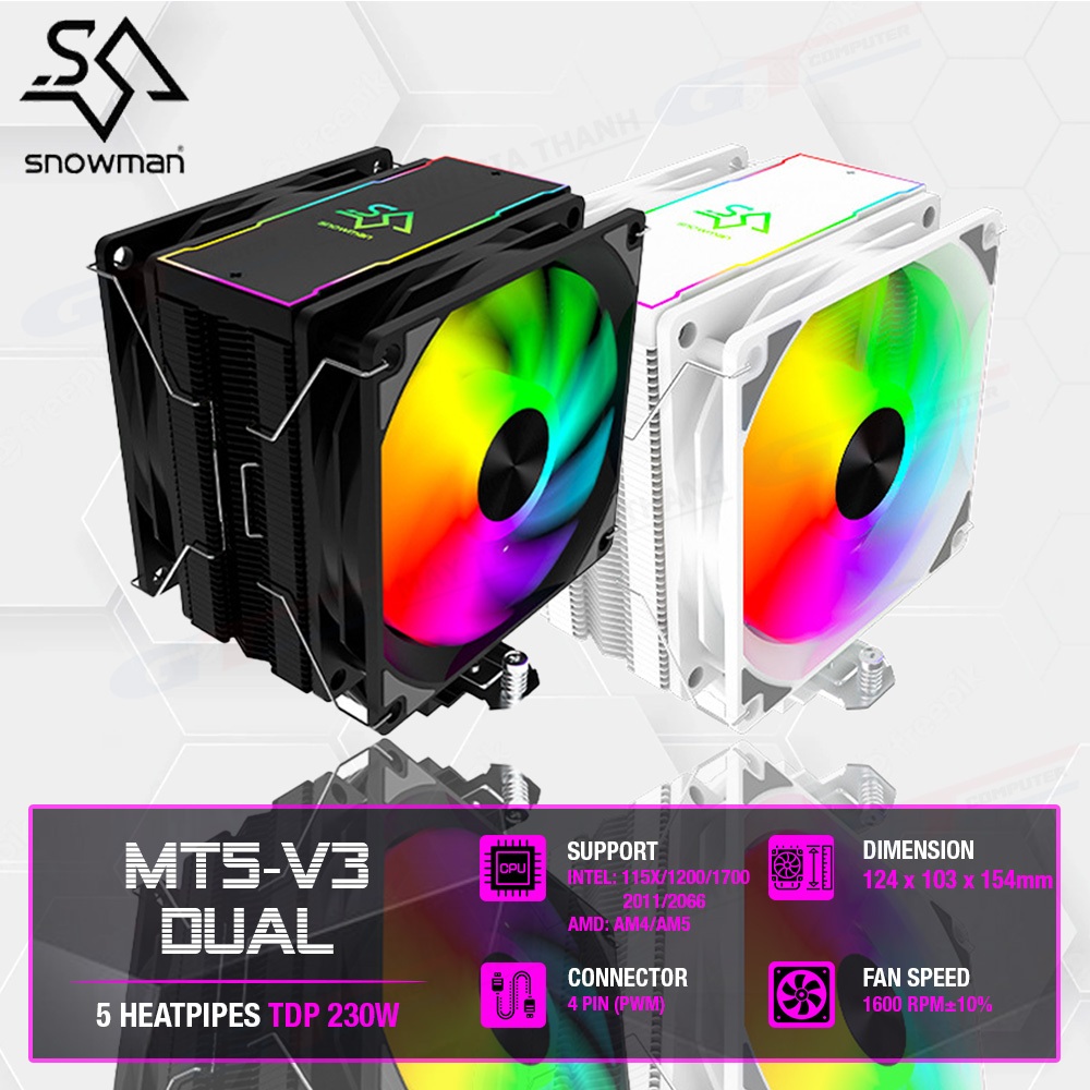 Tản Nhiệt CPU Snowman MT5-V3 DUAL LGA 1700/2011 Hỗ Trợ All Socket ...