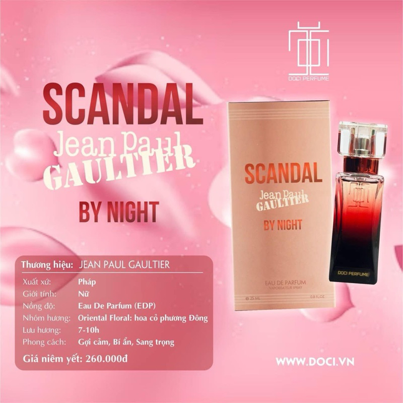 Nước Hoa Nữ SCANDAL JEAN PAUL BY NIGHT 25ml - DOCI PERFUME , Nữ Tính ...