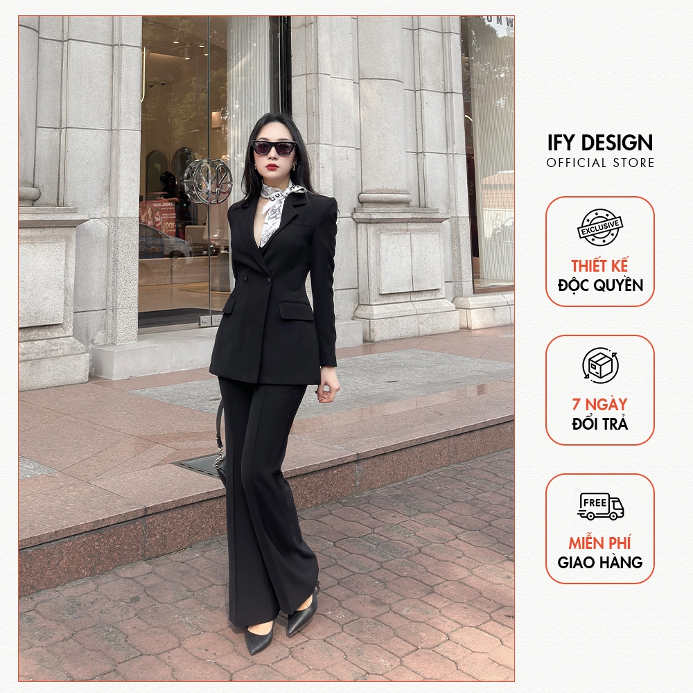 Quần tây ống loe công sở Ify Design cao cấp thiết kế cạp cao dáng suông ...