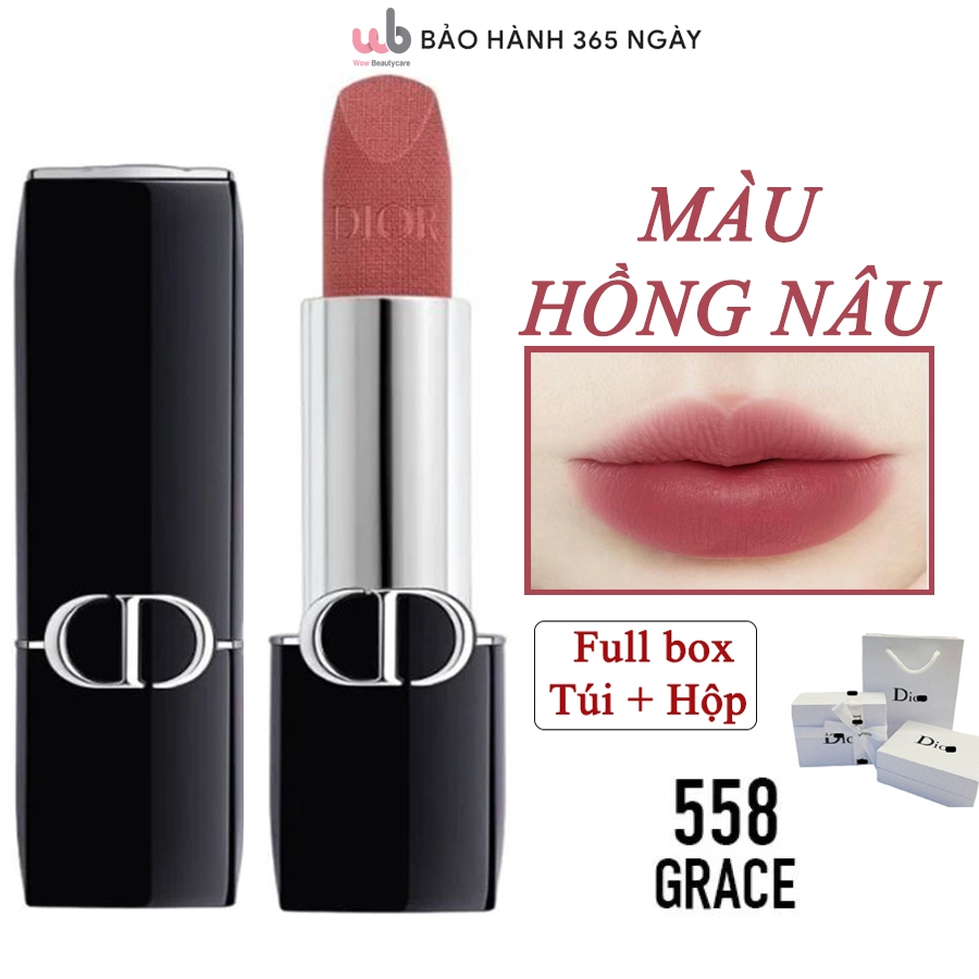 Son thỏi lì Dior 558 GRACE Velvet màu hồng nâu,Nắp nam châm,Bản 2024 ...