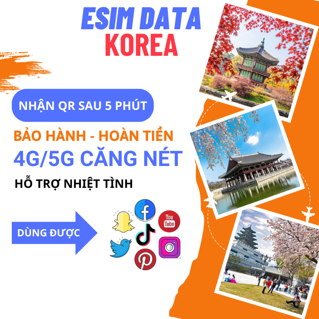 [SKT/KT] eSIM du lịch quốc tế HÀN QUỐC Korea, 4G/5G tốc độ cao, hỗ trợ 24/24, bảo hành 1 đổi 1 ...