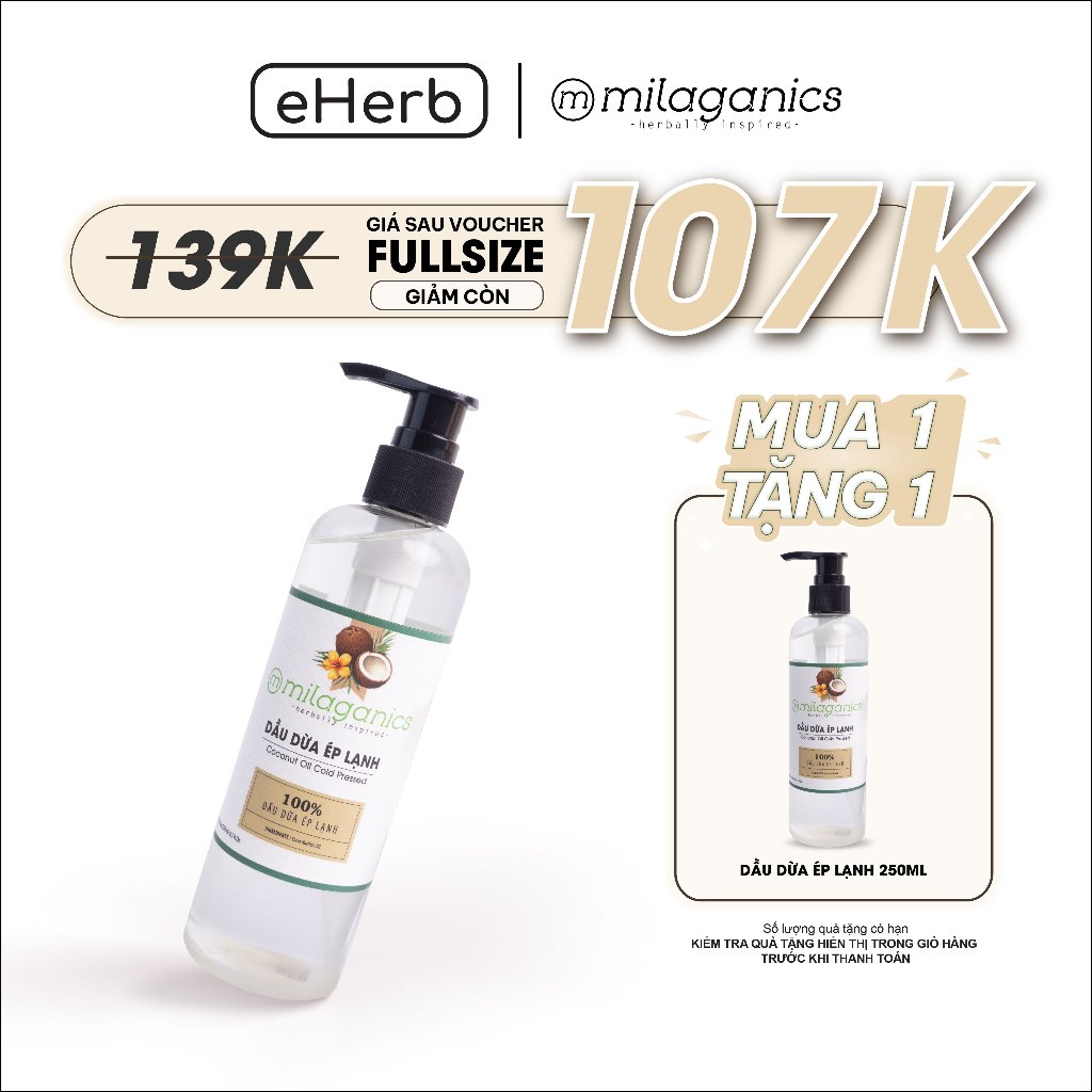Dầu dừa nguyên chất ép lạnh giúp dưỡng tóc, da & môi thiên nhiên, lành ...