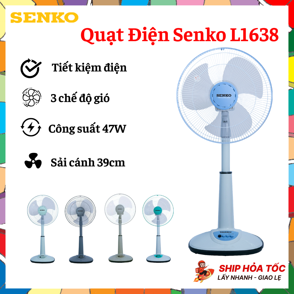 Quạt Điện Đứng Senko L1638 Chính Hãng, Động Cơ Lõi Đồng 100%, Công Suất ...