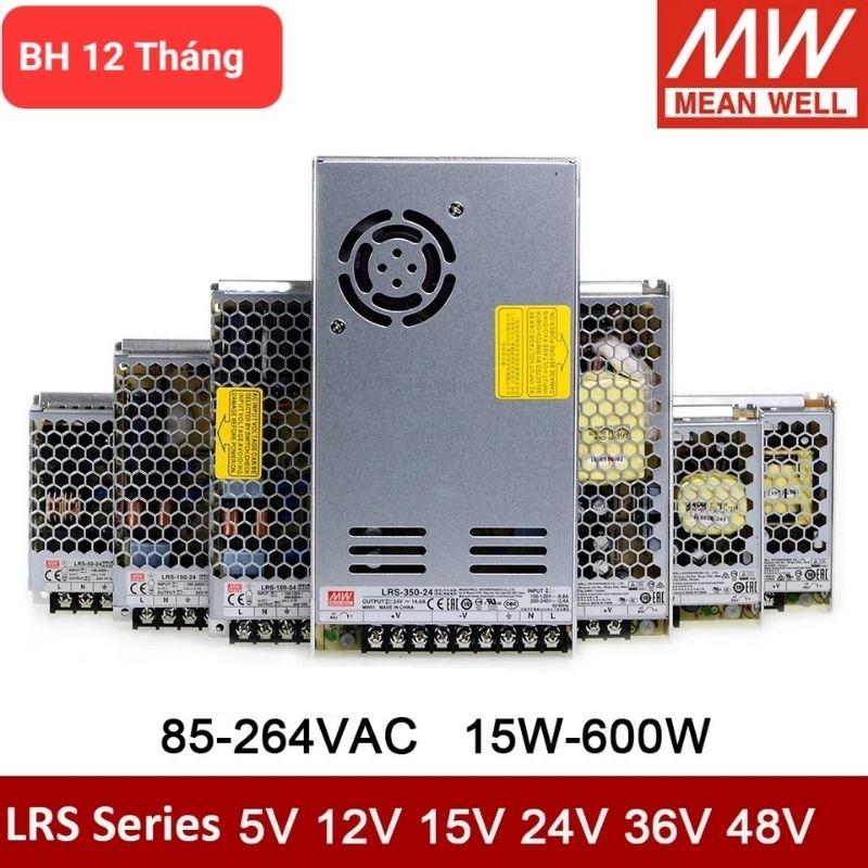 Nguồn điện tổ ong Meanwell LRS 12V / 24V / 100W / 200W / 350W / 600W ...