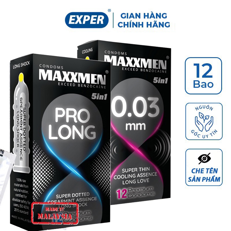 Bao cao su có gai MAXXMEN,bcs siêu mỏng size nhỏ, bcs có gai 49mm kéo dài thời gian quan hệ ...