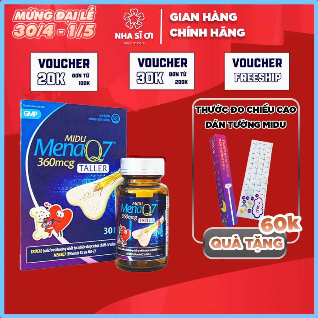 Midu MenaQ7 360mcg – Hỗ trợ chắc khỏe xương, phát triển chiều cao cho ...