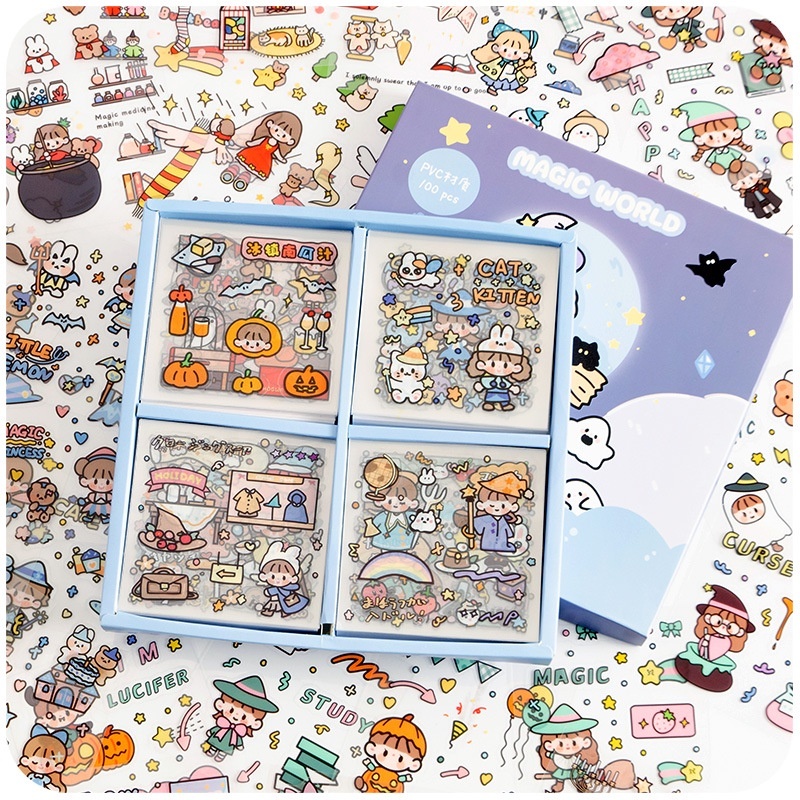 {Chỉ 1k} Sét 5-10 tờ sticker hình dán nhiều hình ngộ nghĩnh 8x8cm ...