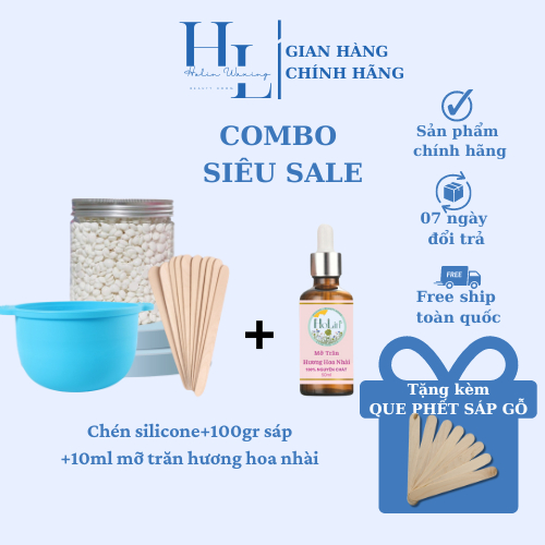 [CHE TÊN] Combo 100gr Sáp Sữa Dừa + Chén Silicone Nấu Sáp Wax Lông + 10 ml Mỡ Trăn HOLIN WAXING ...