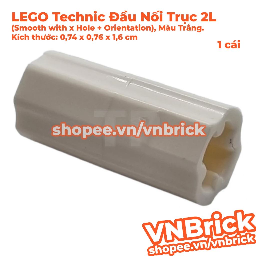 [2 Cái] LEGO White Technic, Axle Connector 2L (Smooth with x Hole ...