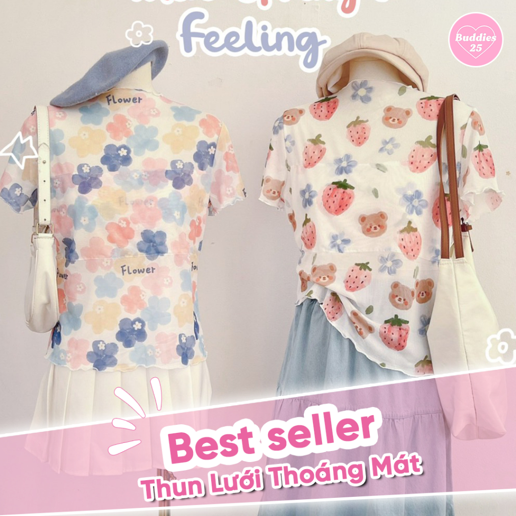 Áo Hoa Buddies.25 - Áo Lưới Hoa Lisa Top Màu Pastel Cho Nàng Xinh Phối ...