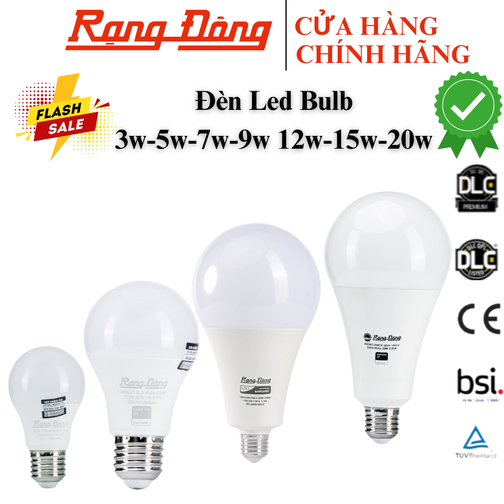Bóng Đèn Rạng Đông 3W,5W,7W,9W,12W,15W,20W,30W, Led Bulb Tròn Sáng Vàng ...