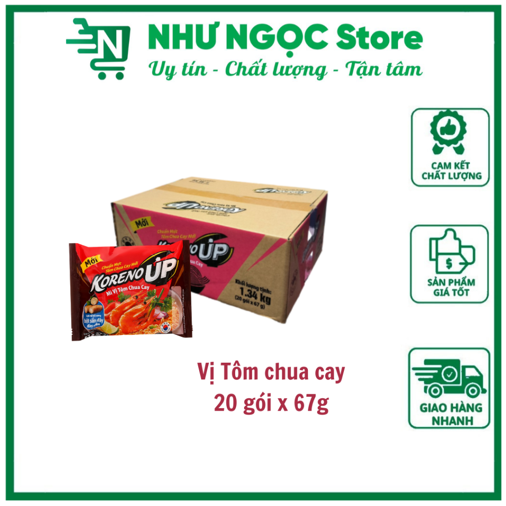 Thùng 20 Gói Mì Koreno Up Tôm Chua Cay Gói 67g - Bách Hóa Như Ngọc ...