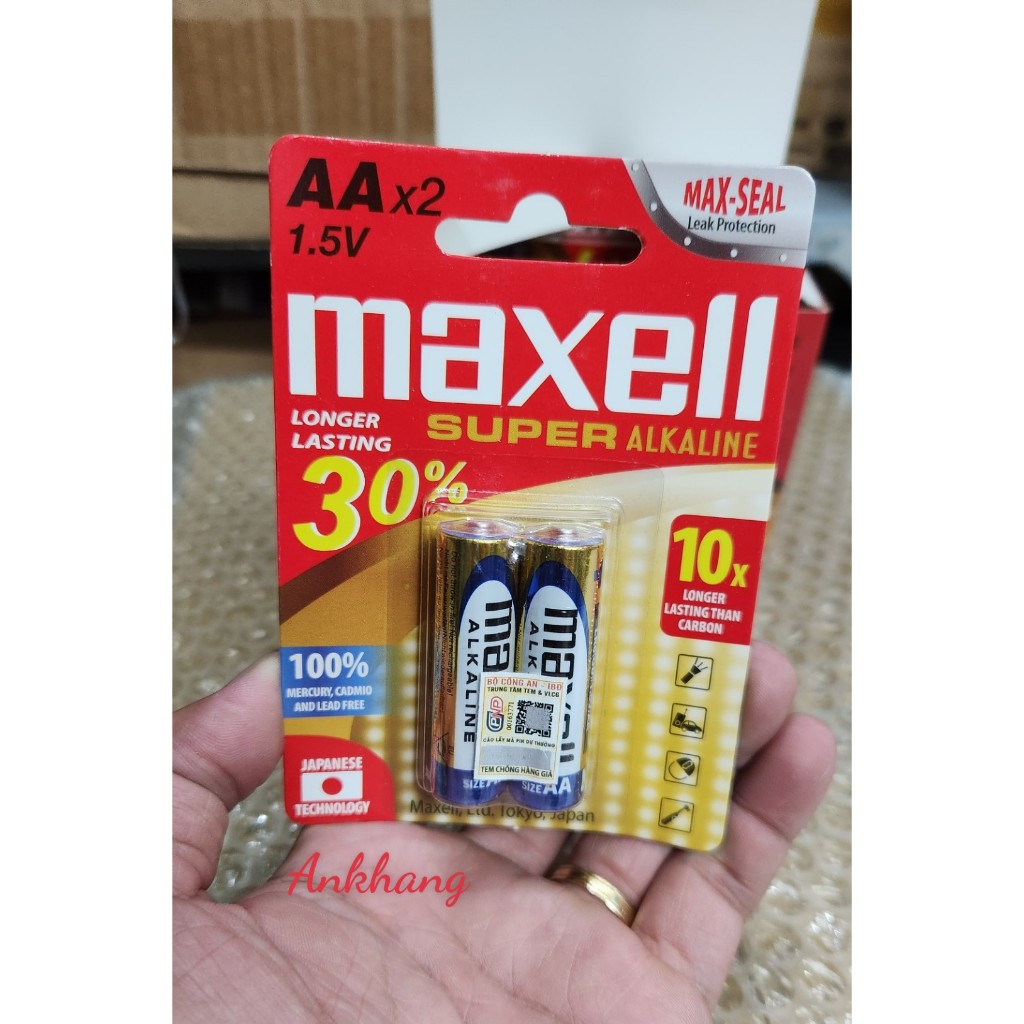 Vỉ 2 viên pin tiểu AA Maxell Super Alkaline 1.5V mẫu mới chính hãng ...