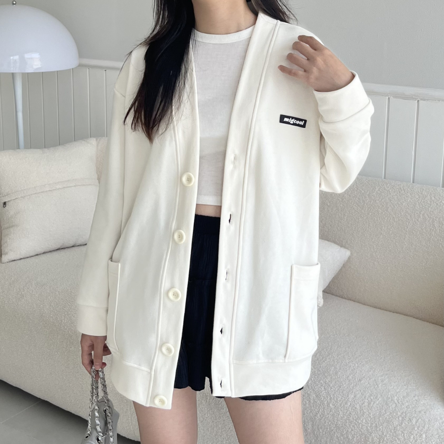 Áo Cardigan Migcool Basic, áo khoác nỉ chân cua Black/ Cream Unisex nam ...