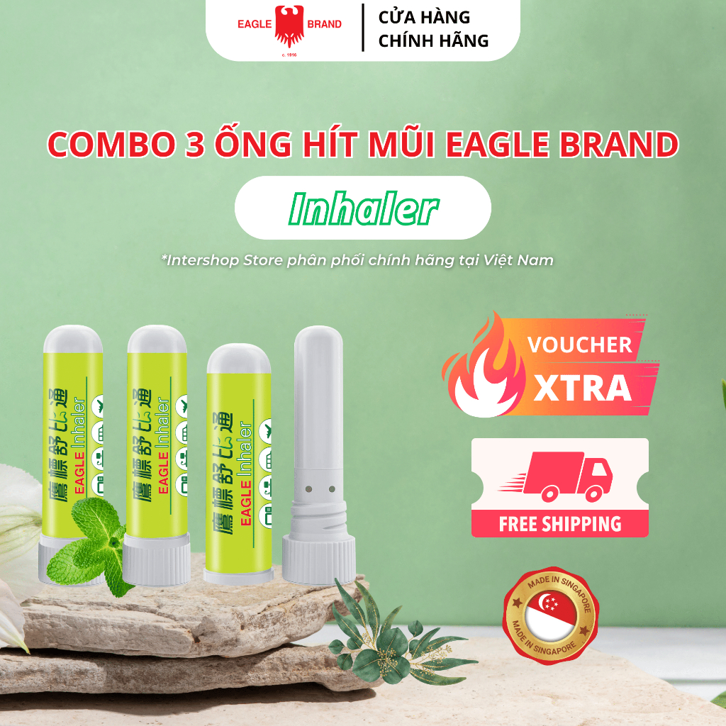Combo 3 Ống hít thông mũi con Ó Eagle Inhaler giúp thông mũi, sảng ...