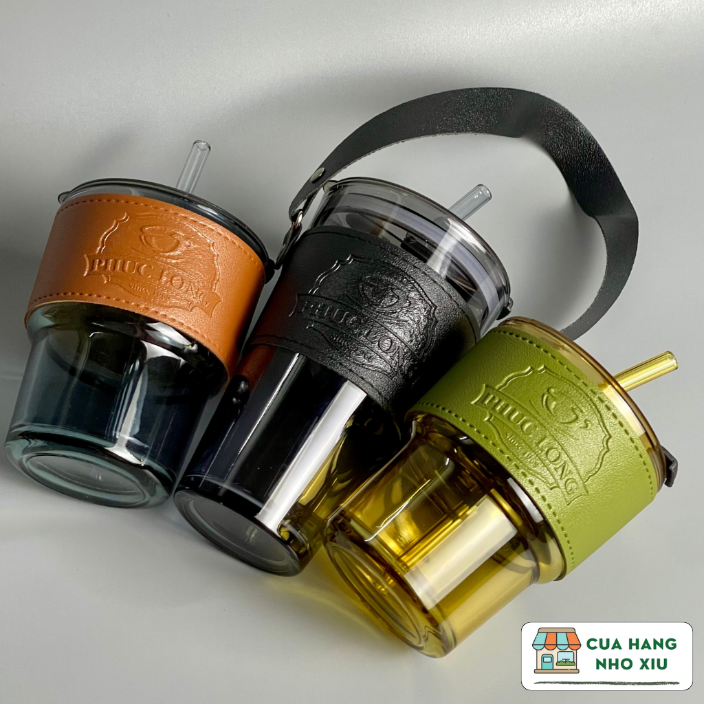 Ly Thủy Tinh Phúc Long bọc da gồm ống hút và nắp 370ml | 450ml - Cốc thuỷ tinh bọc da | Shopee ...