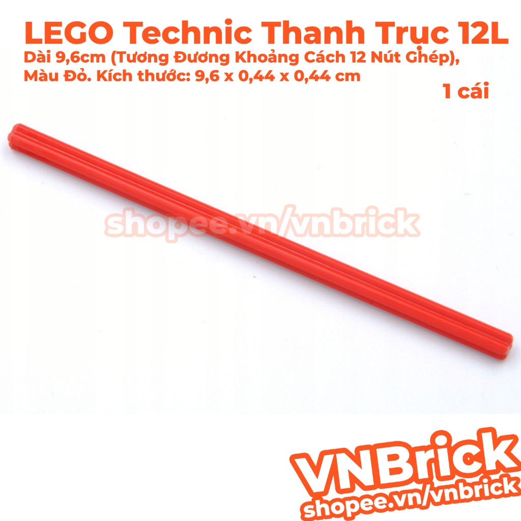 [1 Cái] LEGO Technic Thanh Trục 12L Dài 9,6cm (12 Nút Ghép) Màu Đỏ ID ...