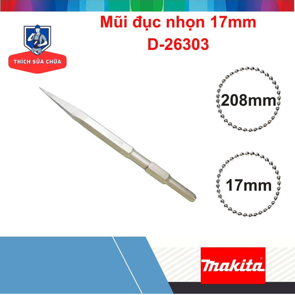 Mũi đục nhọn 17x280mm Makita D-26303 | Shopee Việt Nam