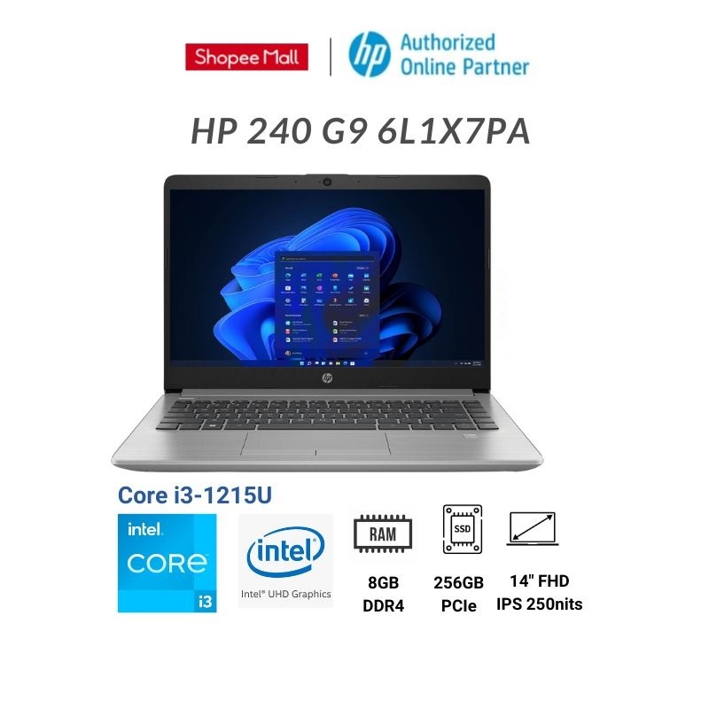 Laptop HP 240 G9 6L1X7PA (Core i3-1215U | 8GB | 256GB | Intel Iris Xe ...