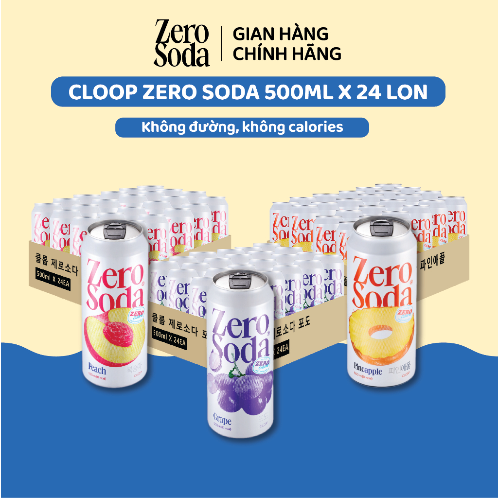 [CLOOP] THÙNG 24 LON NƯỚC SODA ZERO 500ML - KHÔNG ĐƯỜNG KHÔNG CALORIES ...
