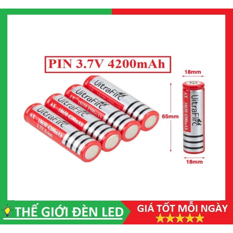 (HỎA TỐC) Pin sạc Ultrafire đỏ 18650 4200mAh 4.2V 4200mAh chính hãng ...